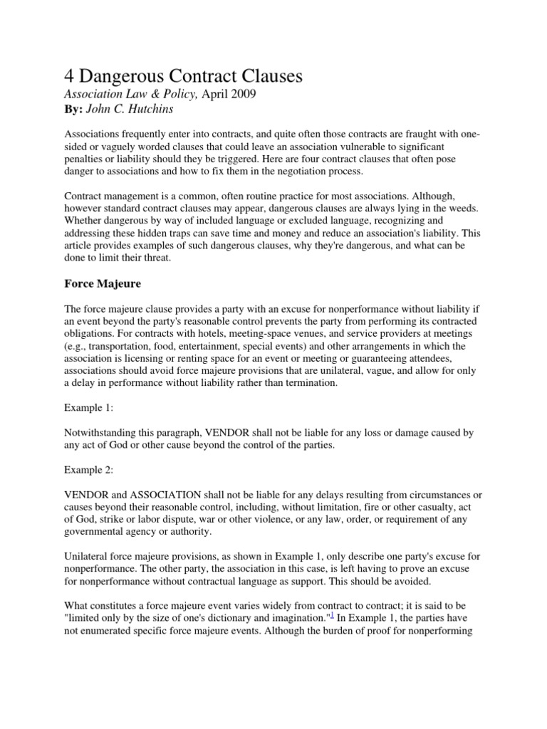4 Dangerous Contract Clauses | PDF | Indemnity | Common Law