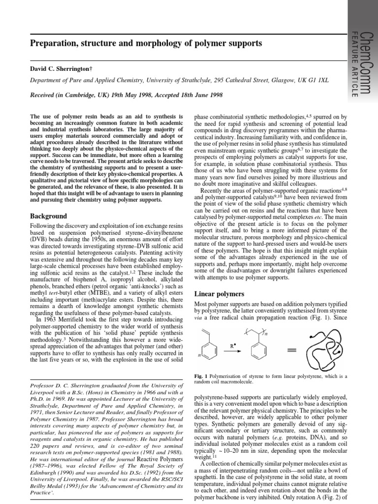 Preparation, Structure and Morphology of Polymer Supports: David C ...