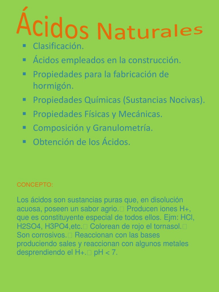 Acidos NAturales - Trabajo 2 Equipos y Materls | PDF | Yeso | Ácido ...