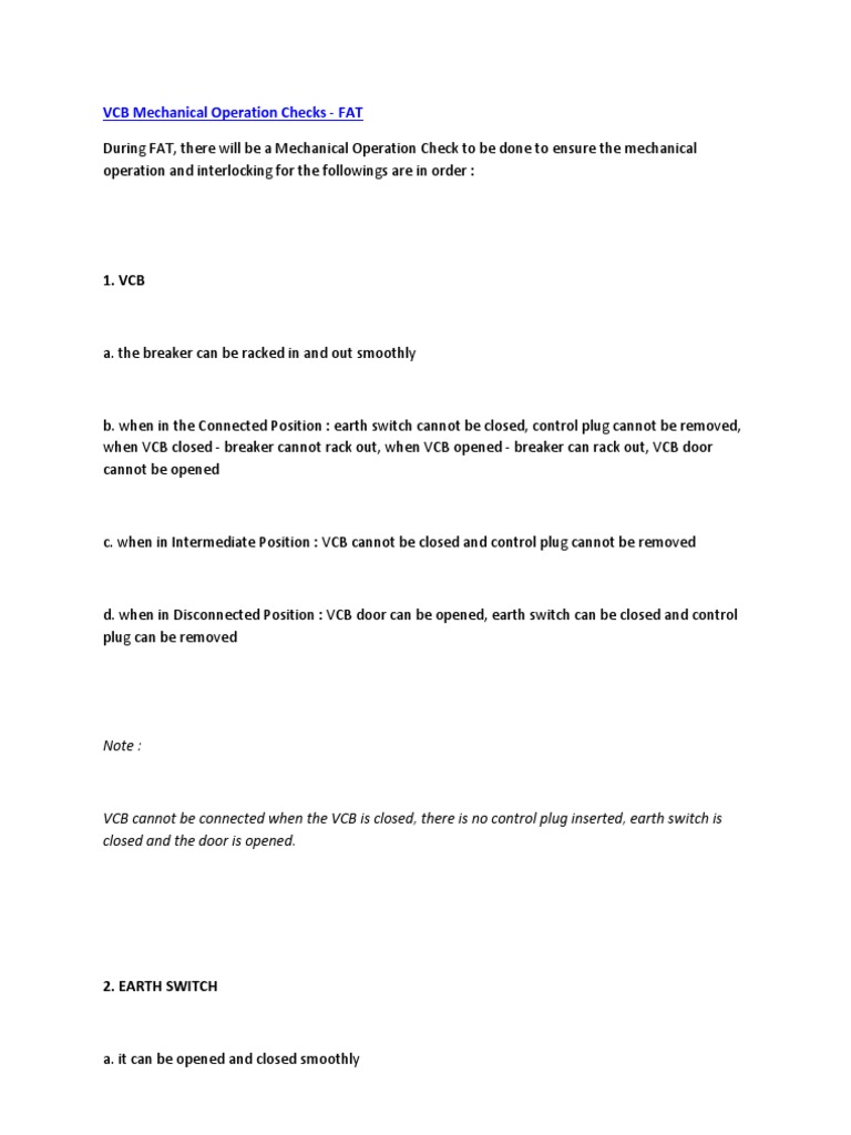 VCB Mechanical Operation Guide | PDF