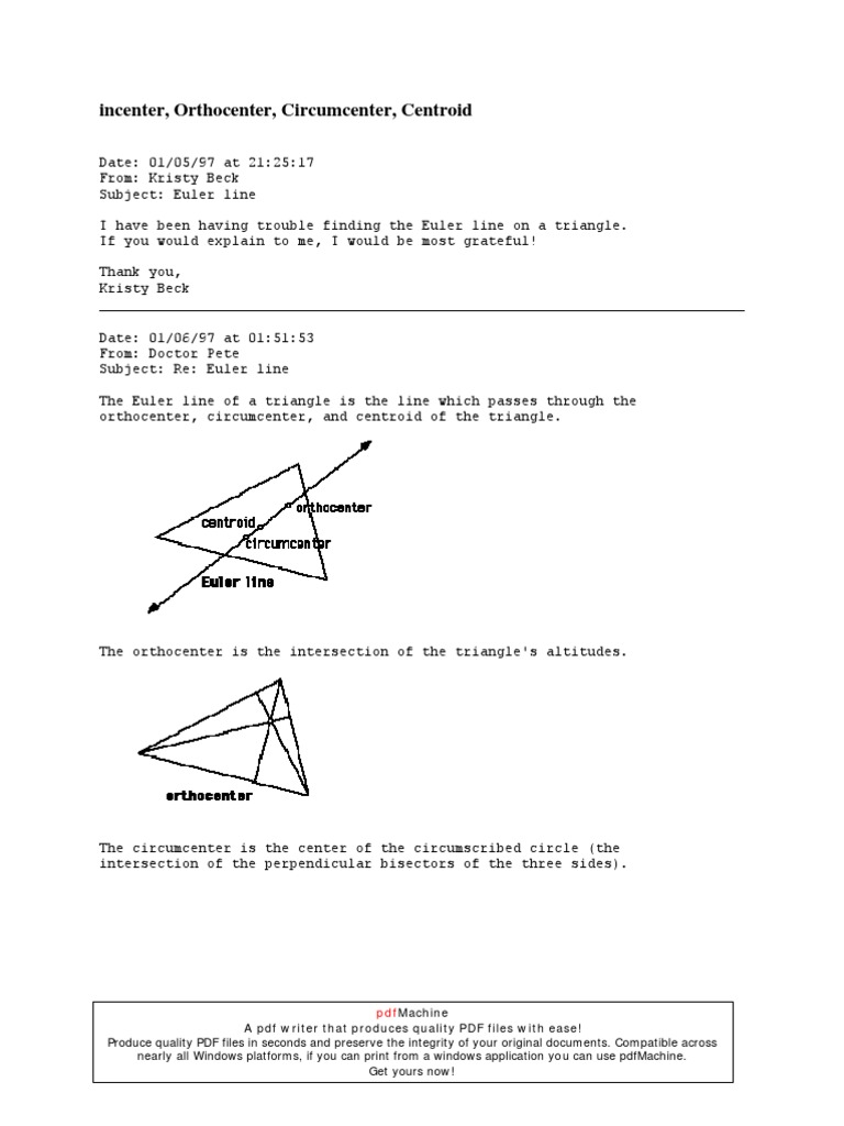 Centroid Circumcenter Incenter Orthocenter