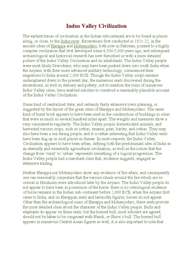 Indus Valley Civilization | PDF | Social Science | History