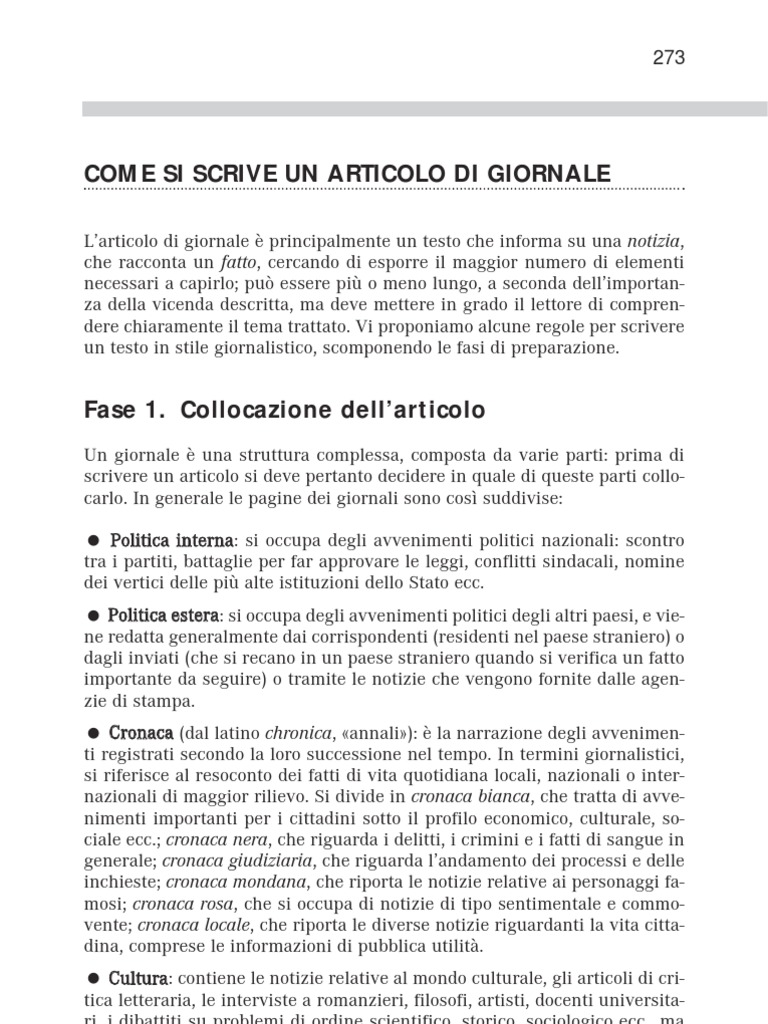 Come Scrivere Un Articolo Di Giornale | PDF
