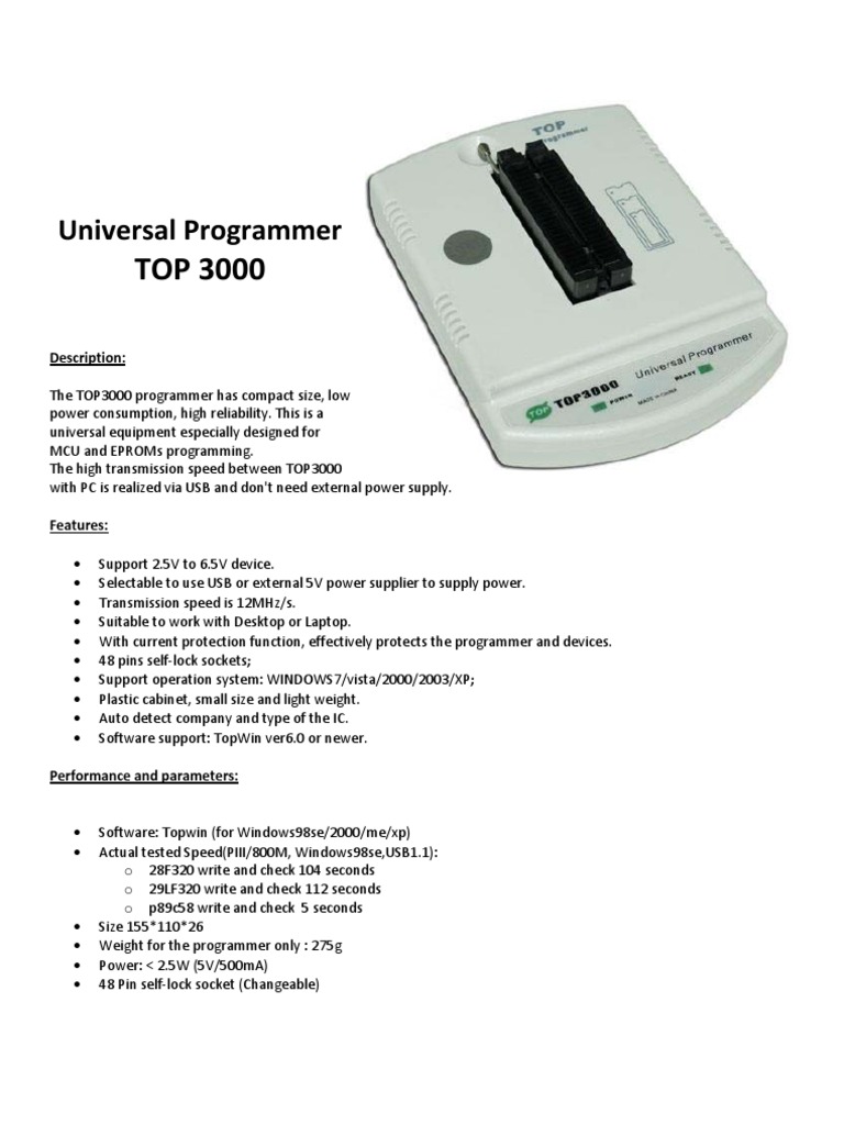 Universal Programmer Top3000 | Usb | Digital Electronics