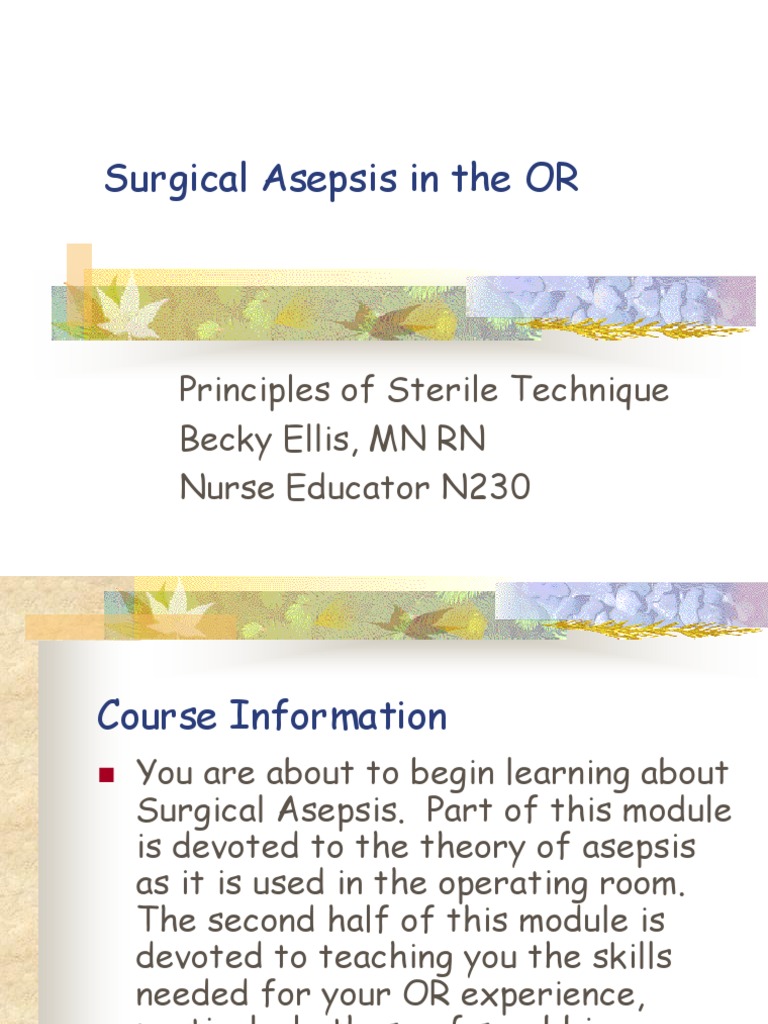 Surgical Asepsis Techniques in OR | PDF | Surgery | Hand