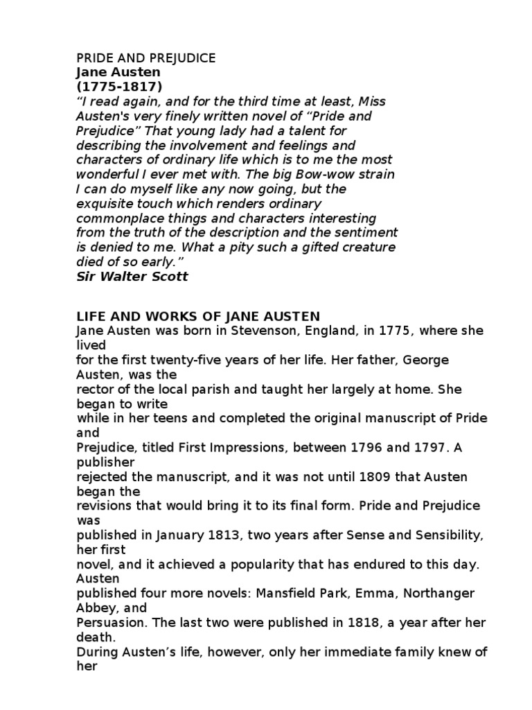 Pride and Prejudice | PDF | Pride And Prejudice | Jane Austen