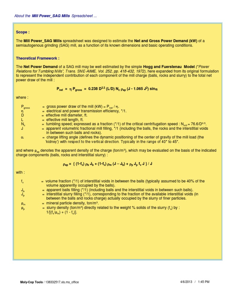 Mill Power SAG Mills | PDF | Mill (Grinding) | Ton