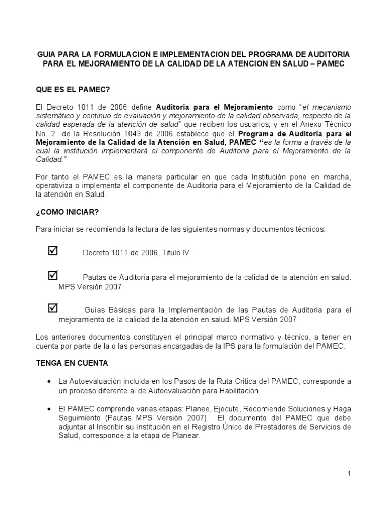 Guia Pamec | PDF | Evaluación | Auditoría