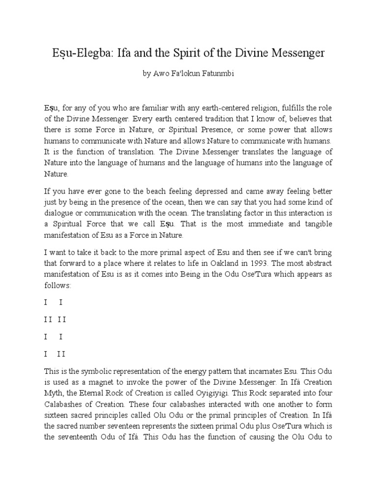 Esu - Ifa and The Spirit of The Divine Messenger | PDF | Religion And ...