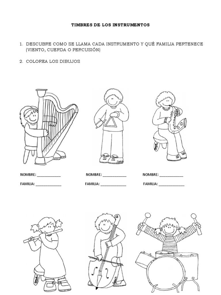 Guia de Trabajo Familia de Instrumentos (Dibujos) N°5 | PDF