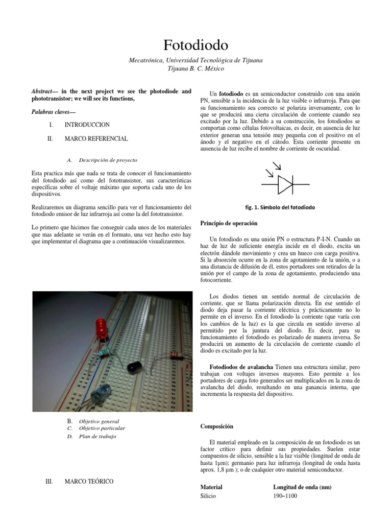 Fotodiodo | PDF | Ingeniería Electrónica | Electrónica
