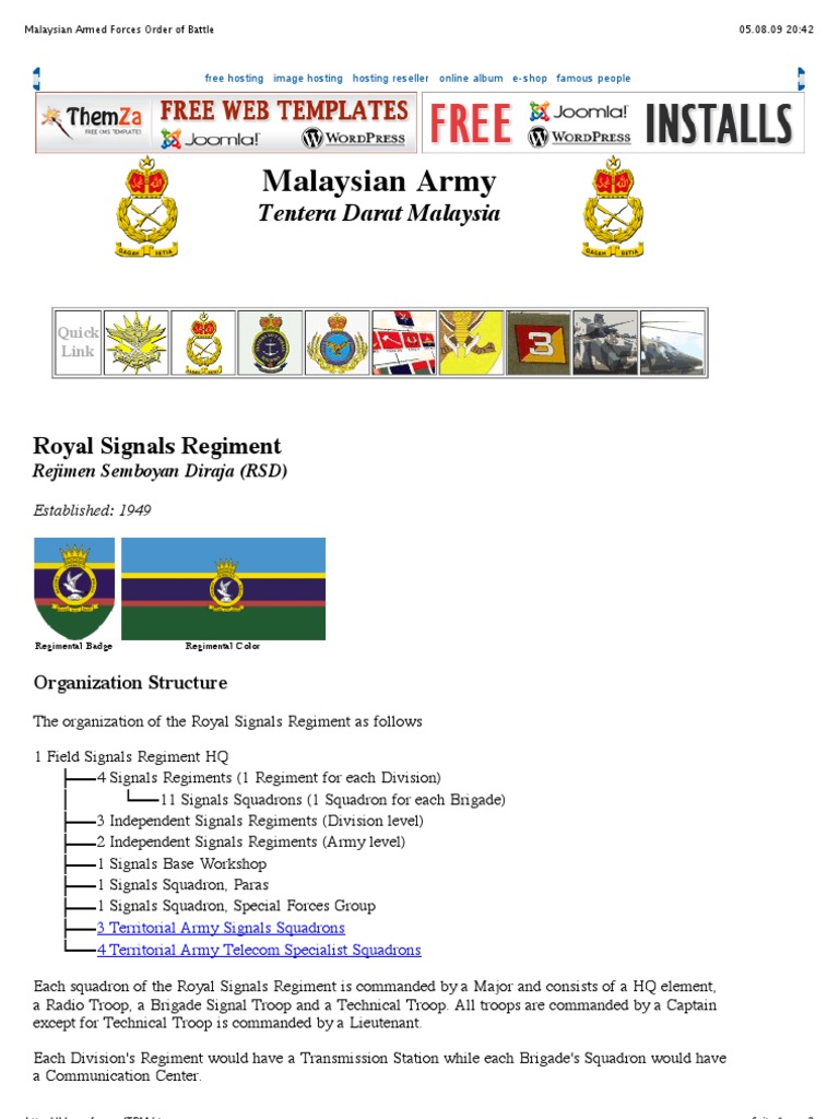 Malaysian Armed Forces Order of Battle Signals.pdf | Military Units And ...