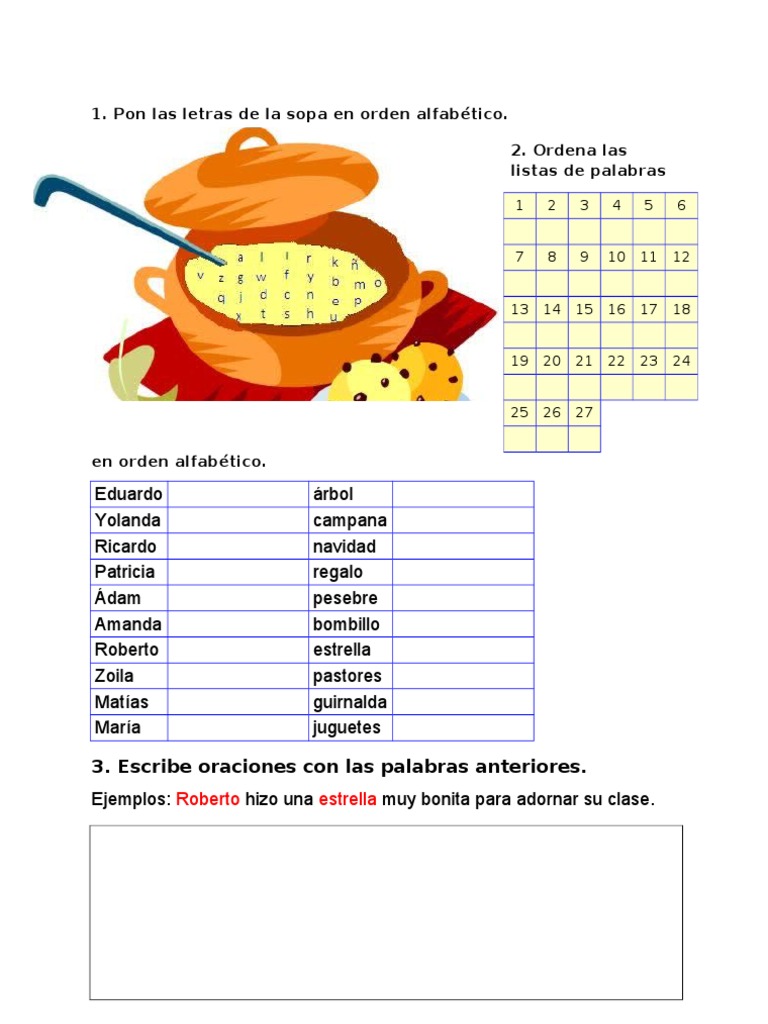 Ordena Palabras en Orden Alfabético | PDF