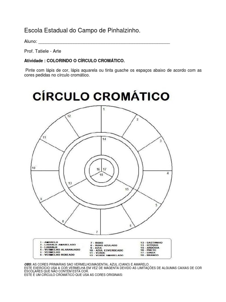 Ativ 6 e 7 Ano Circulo Cromatico | PDF
