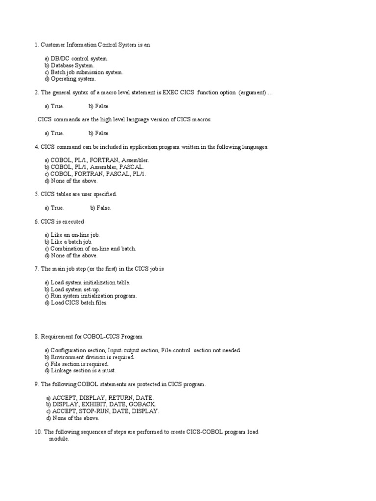 CICS Quesbank | Download Free PDF | C (Programming Language) | System ... CICS Quesbank | Download Free PDF | C (Programming Language) | System ...
