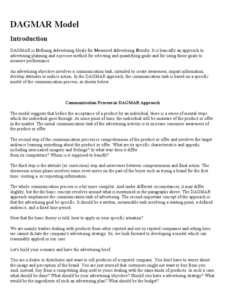 Dagmar Model | Download Free PDF | Target Audience | Advertising
