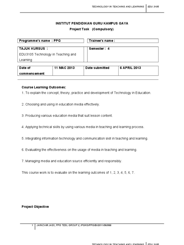 Edu 3105 ASSURE Lesson Plan | Teaching Method | Lesson Plan