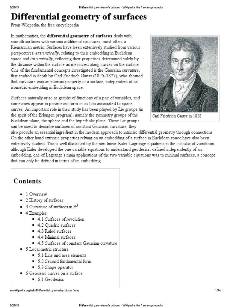 Differential Geometry of Surfaces | PDF | Curvature | Hyperbolic Geometry