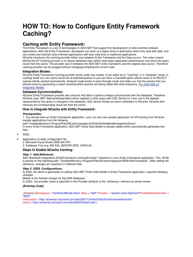 How To Configure Entity Framework Caching | PDF | Entity Framework | Microsoft Sql Server