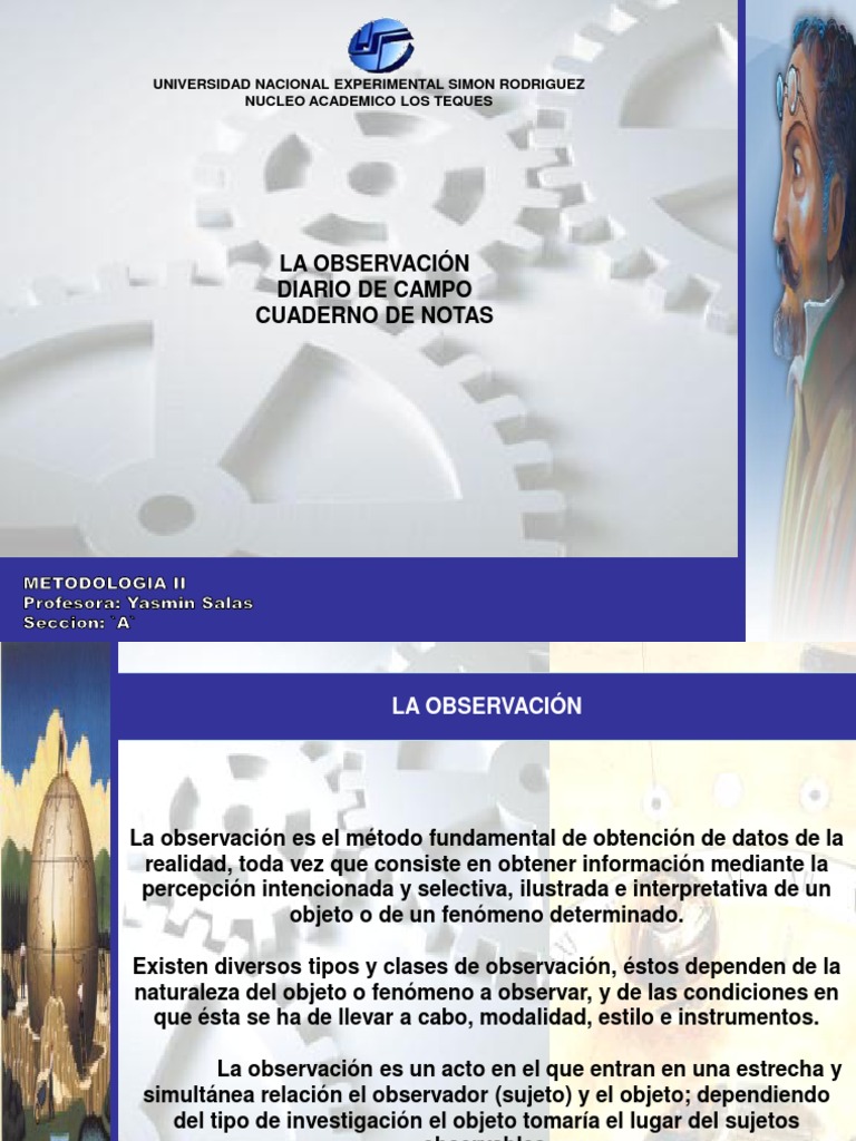 Cuaderno de Notas en Observación de Campo | PDF | Observación | Método ...