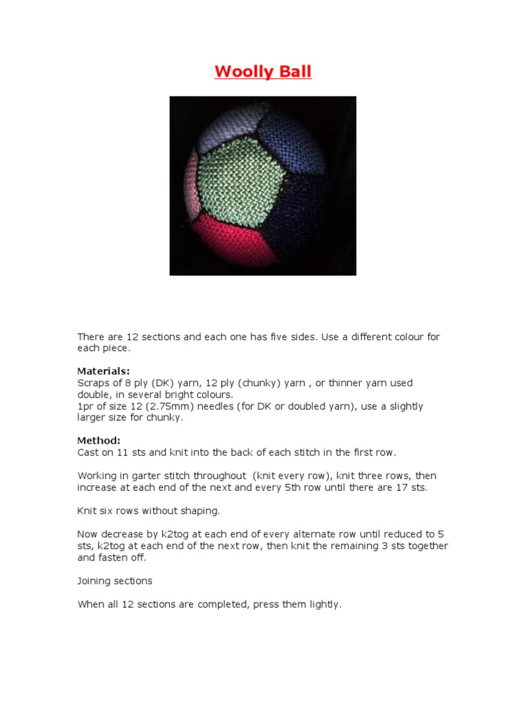 Woolly Ball | PDF | Knitting | Yarn