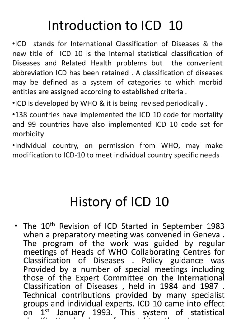 Introduction to ICD 10 Overview | PDF | International Statistical ...