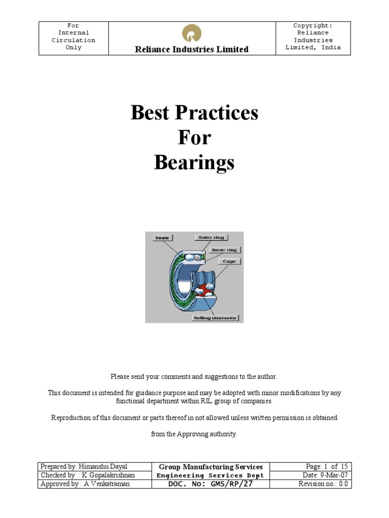 RP Bearings | PDF | Bearing (Mechanical) | Reliability Engineering