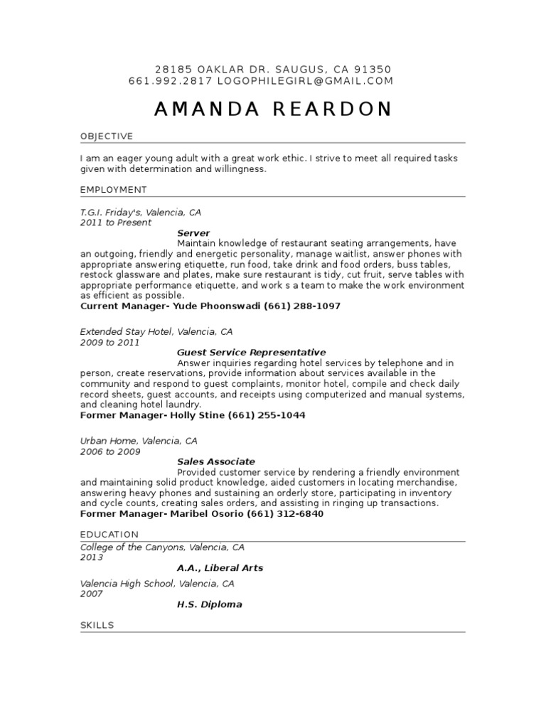 Amanda Reardon Resume | PDF