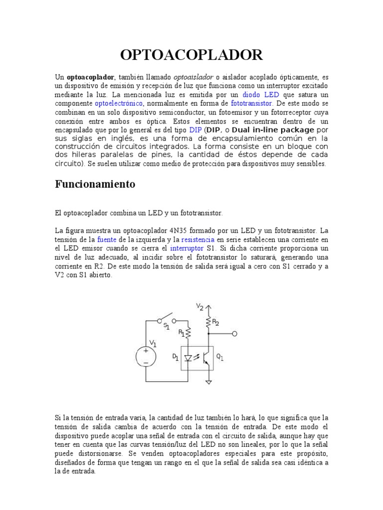 Funcionamiento del Optoacoplador Óptico | PDF | Óptica | Equipo