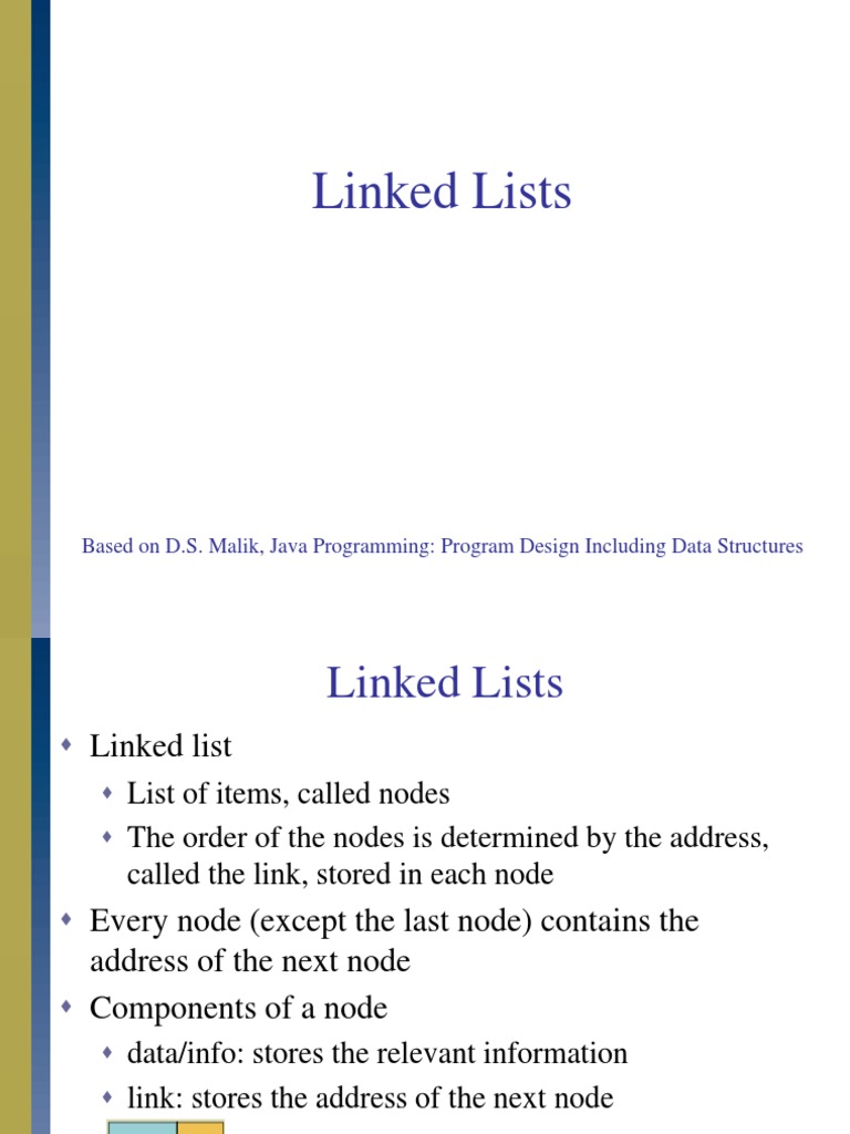 Lecture LinkedLists D.S. Malik | PDF | Class (Computer Programming ...