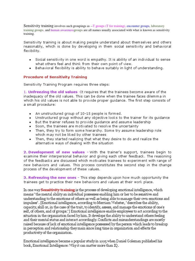 Sensitivity Training | PDF | Career & Growth | Self-Improvement