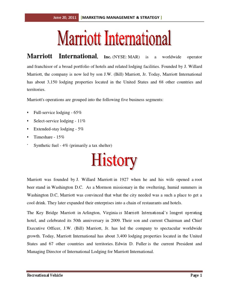 History of Marriot Hotel | PDF | Marriott International | Business Cycle