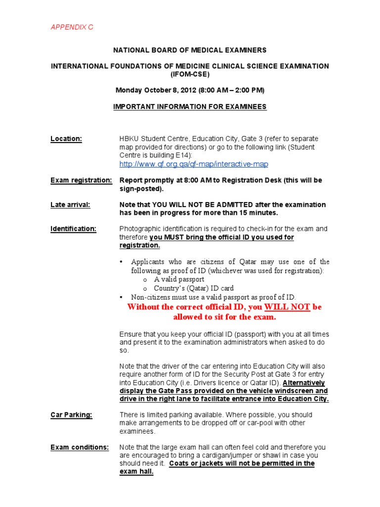 IFOM CSE Examinee Instructions Oct 2012 | PDF | Identity Document ...