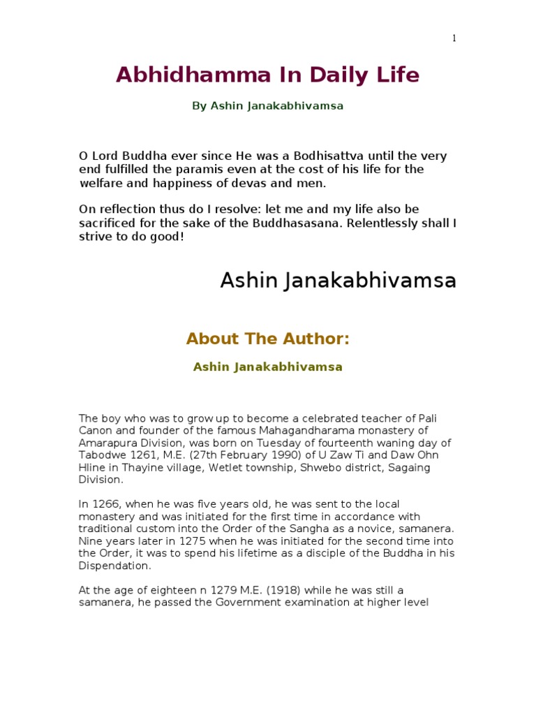 Abhidhamma in Daily Life Overview | PDF | Consciousness | Perception