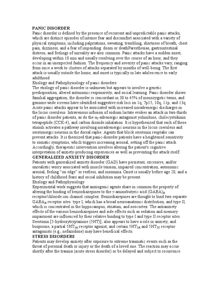 Anxiety Notes | PDF | Anxiety Disorder | Obsessive–Compulsive Disorder