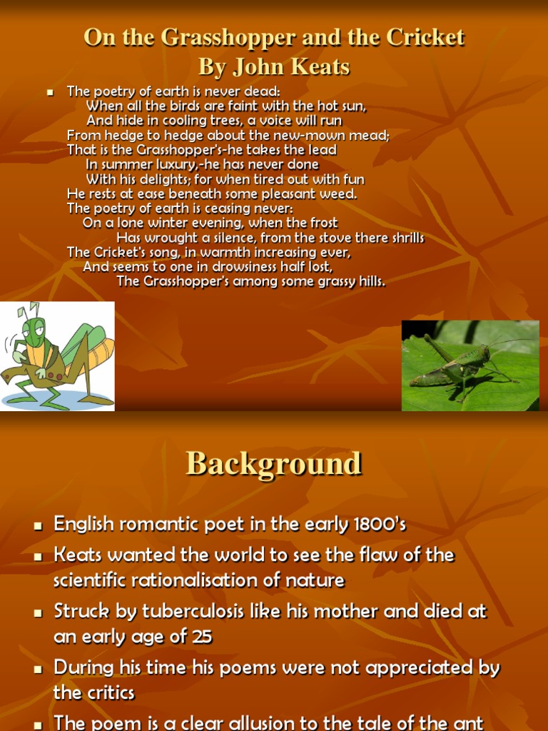 Keats' "The Grasshopper and the Cricket" Analysis | PDF | John Keats ...