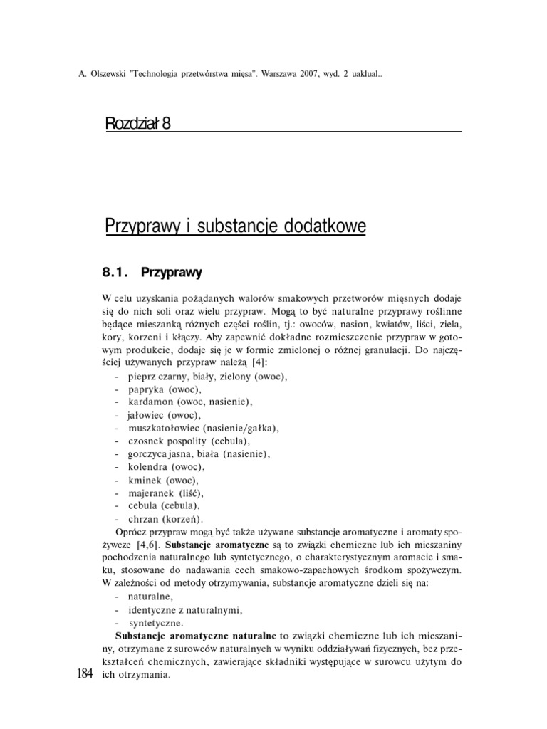 Olszewski Adam - Technologia Przetwórstwa Mięsa - Roz08 | PDF