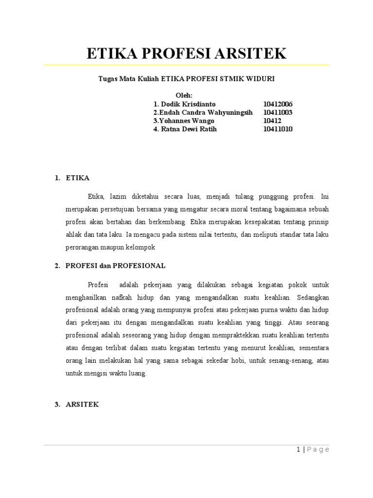 Tugas Etika Profesi - Arsitek | PDF