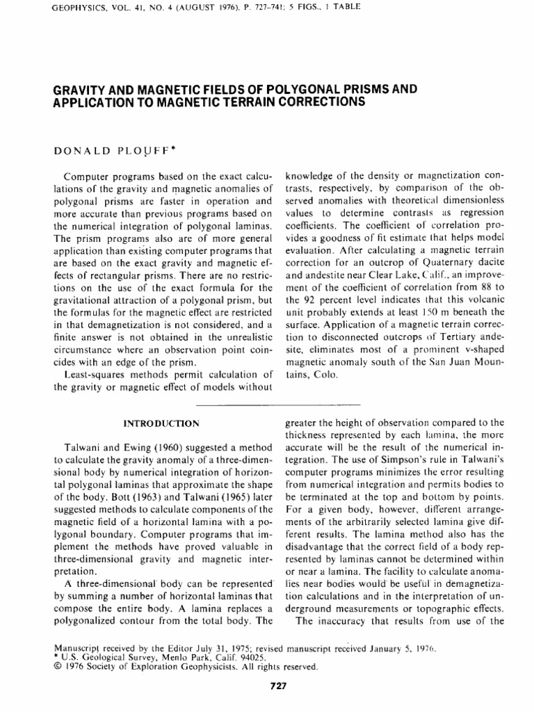Plouff | PDF | Contour Line | Topography