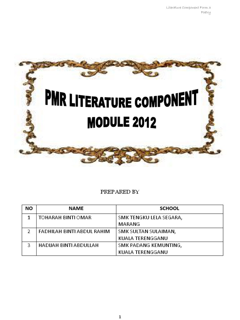 PMR Poems - Notes and Exercises | PDF | Poetry | Anthropomorphism