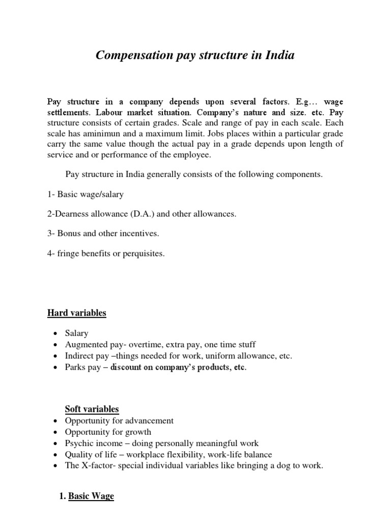 Compensation Pay Structure in India | PDF | Wage | Living Wage