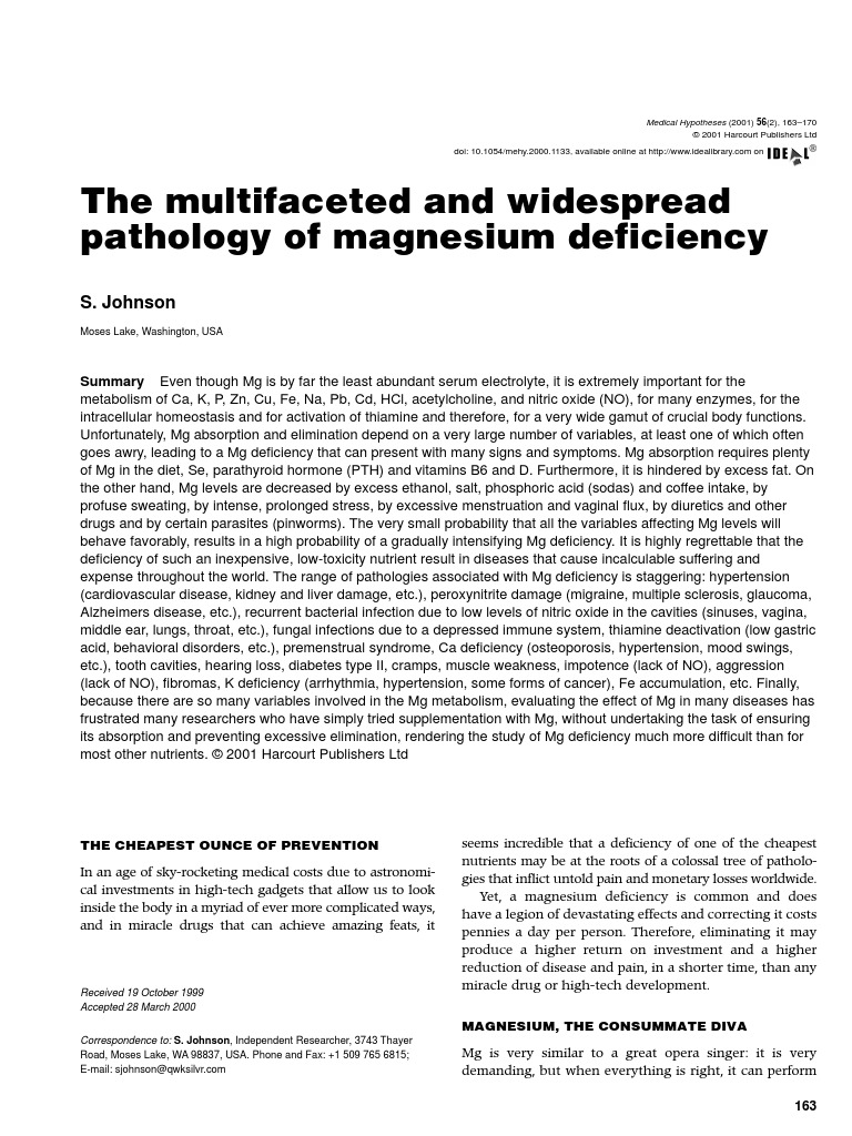 Pathology of Magnesium Deficiency-R | PDF