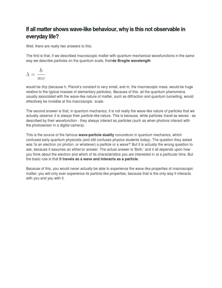 If All Matter Shows Wave | PDF | Science & Mathematics