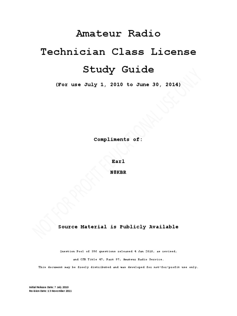 Amateur Radio Technician Study Guide 2010 | PDF | Electronic Component ...