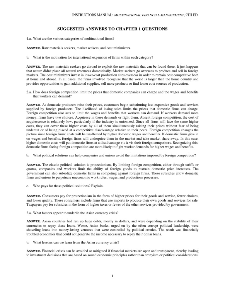 Multinational Financial Management Insights | PDF | Capital Asset ...