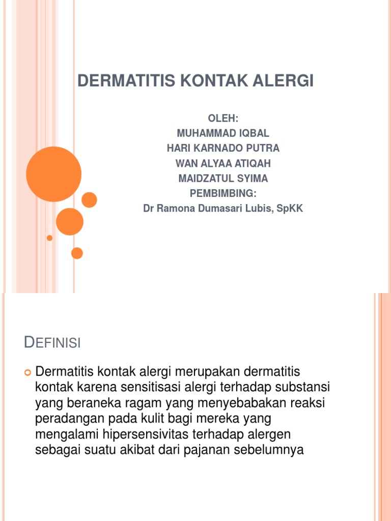 Definisi dan Penanganan Dermatitis Kontak Alergi | PDF