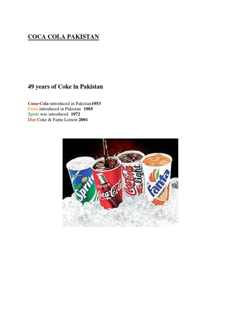 Coca Cola Pakistan | PDF | Coca Cola | The Coca Cola Company