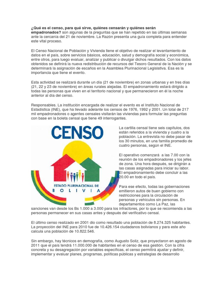 Que Es El Censo | PDF | Censo | Población