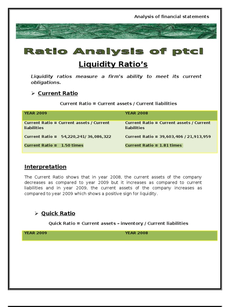 Ratio Analysis of PTCL | PDF | Revenue | Dividend