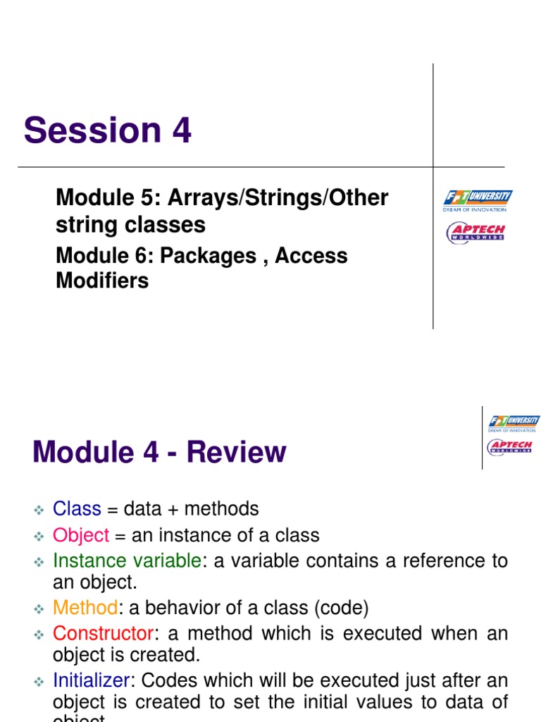 Session4 Module5-6 Array String Package AccessModifiers | PDF | Class ...